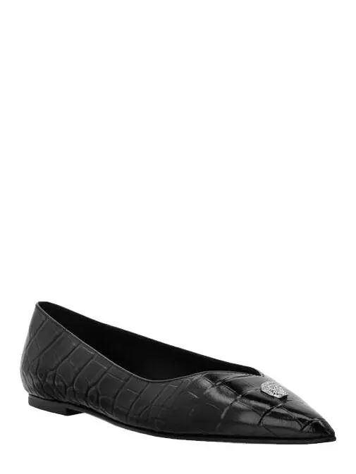 Philipp Plein Asymmetric Ballerina Flats Skull - Black