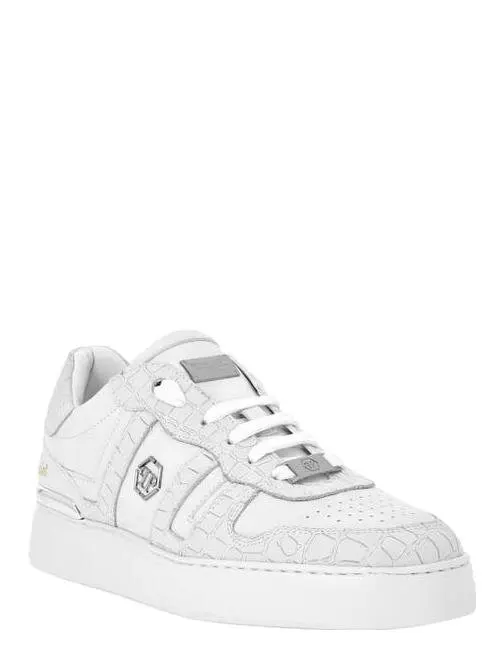 Philipp Plein Nubuck Low Top Sneakers Cocco - White