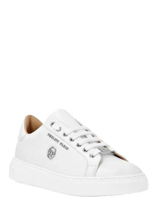 Philipp Plein Hexagon Logo Leather Lo-top Sneakers - White