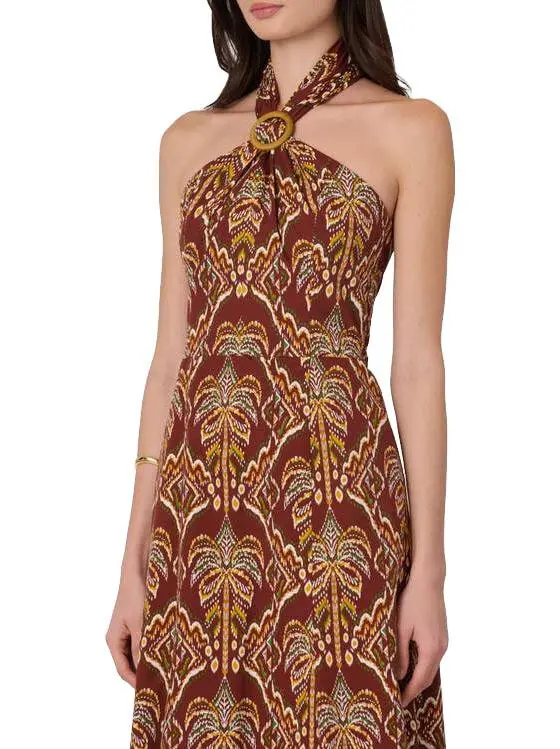 Shoshanna Balinese Palm Print Lainey Dress - Bronze Multi