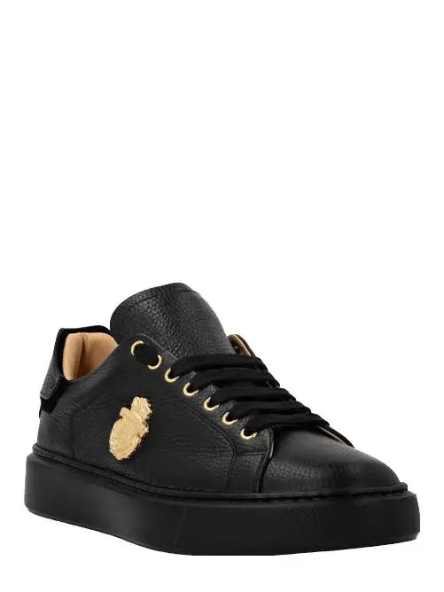BILLIONAIRE Low Top Sneakers With Metallic Emblem - Black