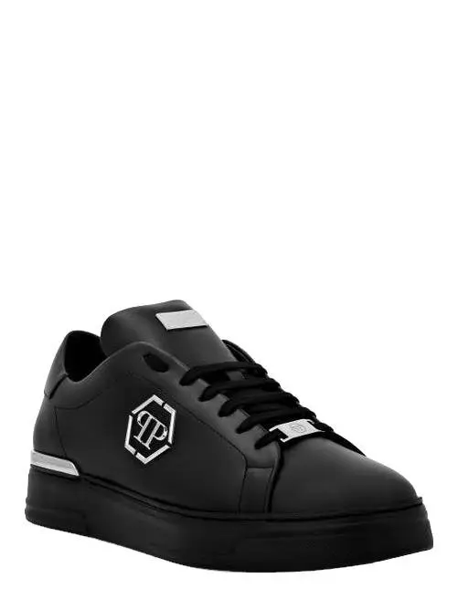 Philipp Plein Leather Hexagon Lo-top Sneakers - Black/black