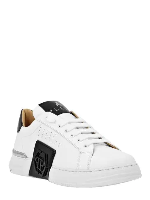 Philipp Plein Hexagon Logo Nappa Leather Low-top Sneakers - White