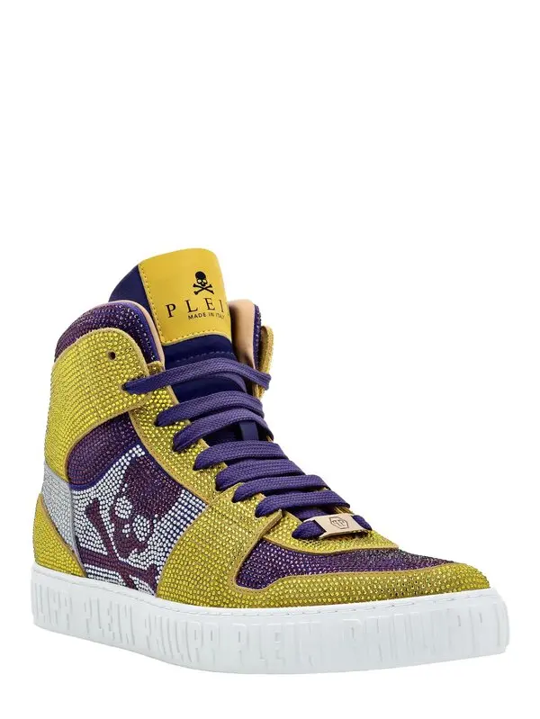 Philipp Plein High-top Sneakers Notorious Crystal Skull Embellished - Yellow