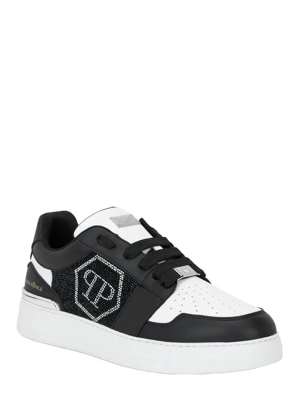Philipp Plein Crystal Hexagon" Low-top Sneakers - Black/white