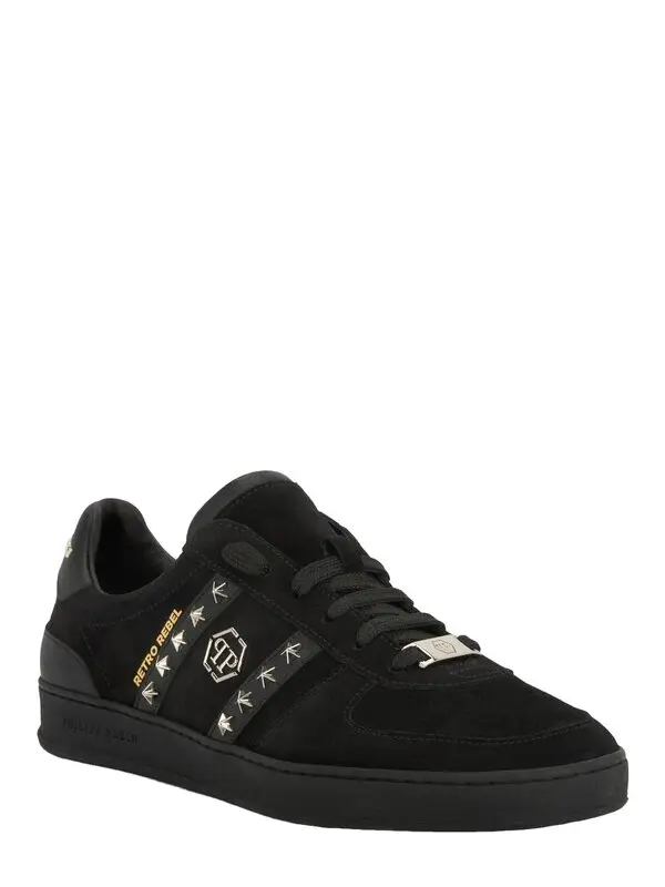 Philipp Plein Retro Rebel Leather Low-top Sneakers - Black/black