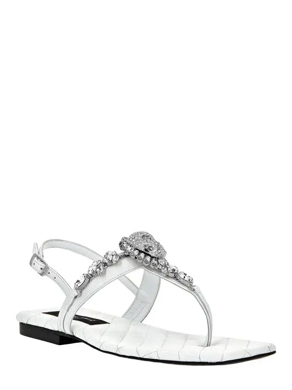 Philipp Plein Embellished Flat Sandals - White