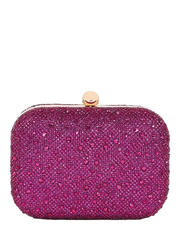 Badgley Mischka Celest Crystal Mini Minaudiere Clutch - Fuchsia