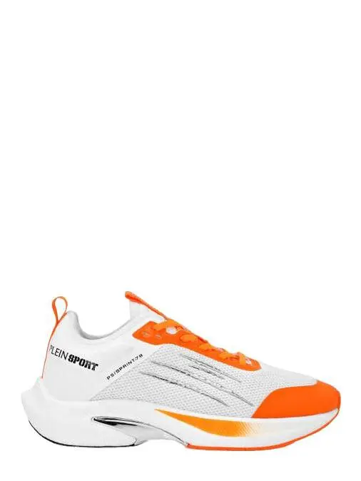 PLEIN SPORT Sprint78" Athletic Lace-up Sneakers - White/orangefluo