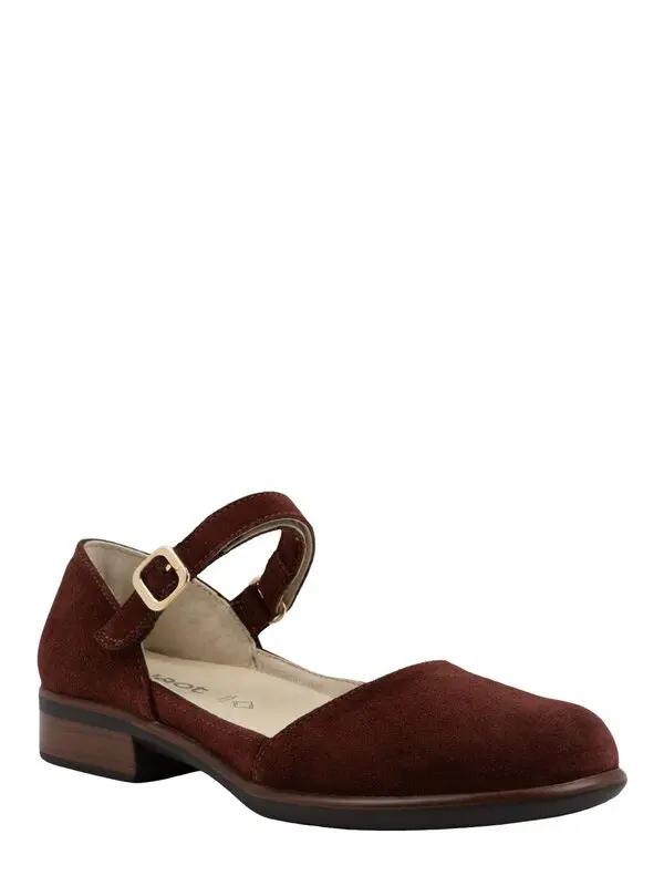 Naot Aniham Ankle Strap Flat - Cabernet Suede
