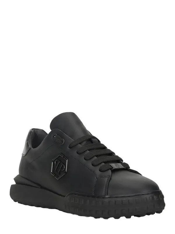 Philipp Plein Nappa Leather Low-top Sneakers Hexagon - Black/black