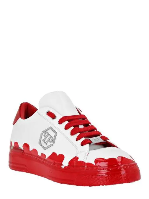Philipp Plein Nappa Leather Low Top Sneakers With Resin Sole - Red