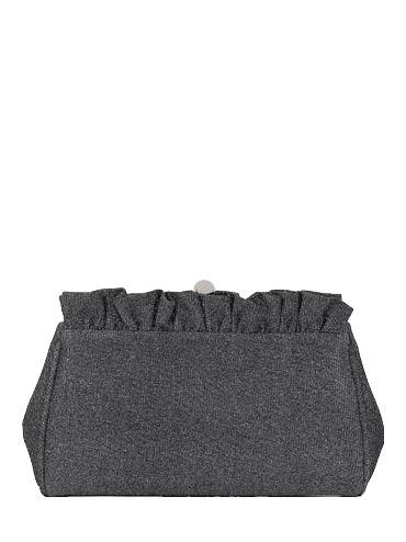 Badgley Mischka Ria Sparkle Jacquard Ruffle Top Clutch - Pewter
