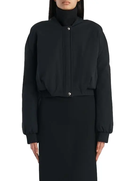 Khaite Cropped Nylon Blend Bomber Jacket - Black