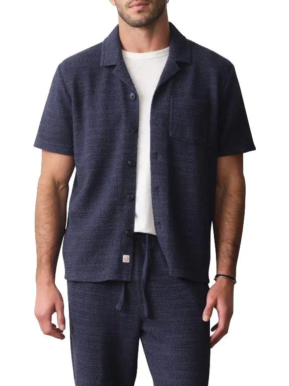Marine Layer Hugo Jacquard Resort Shirt - Navy