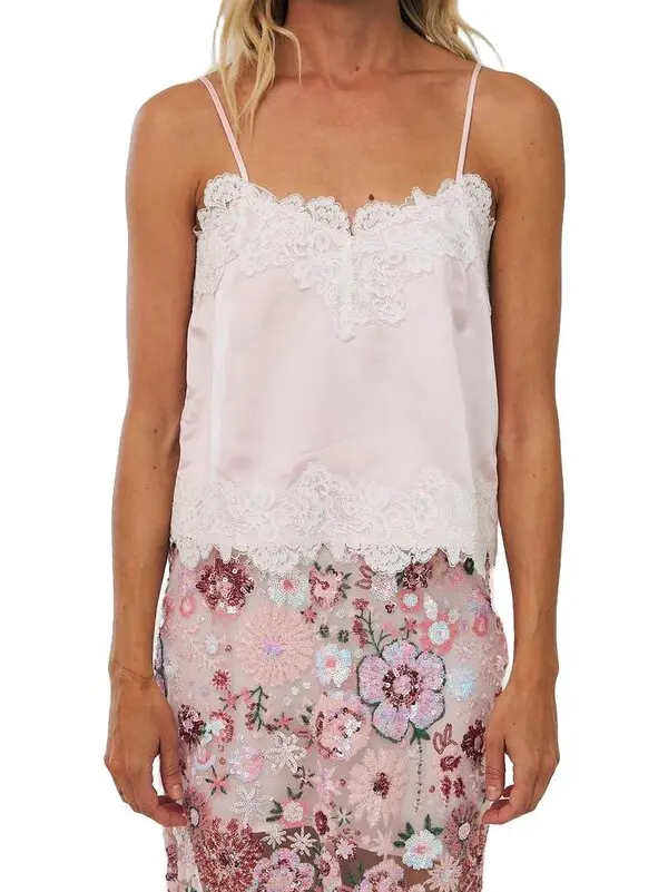 CRAS Everly Lace Trim Camisole Top - Light Pink