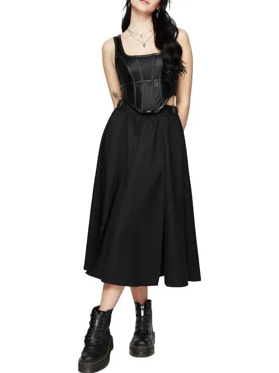DISTURBIA Nightingale Buckled Midi Skirt - Black