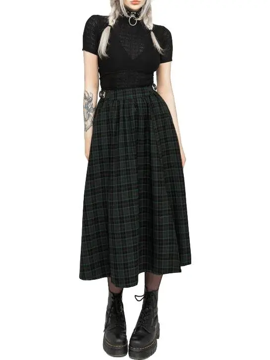 DISTURBIA Nightingale Buckled Midi Skirt - Grey