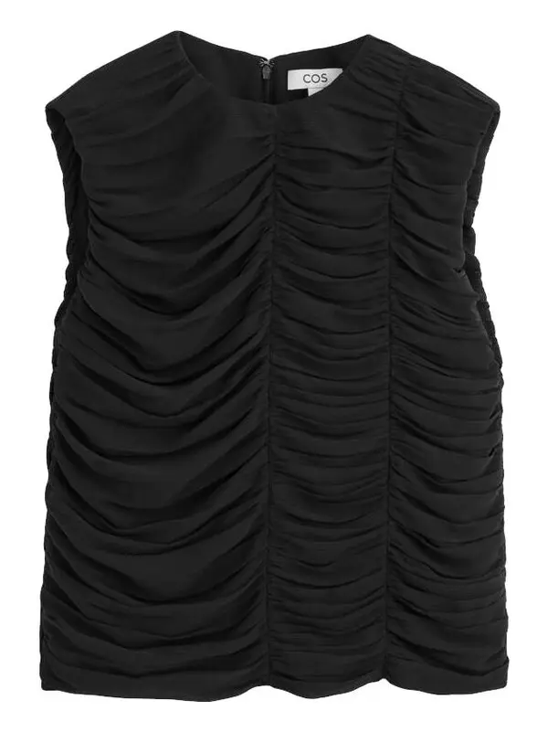Cos Gathered Paneled Sleeveless Top - Black
