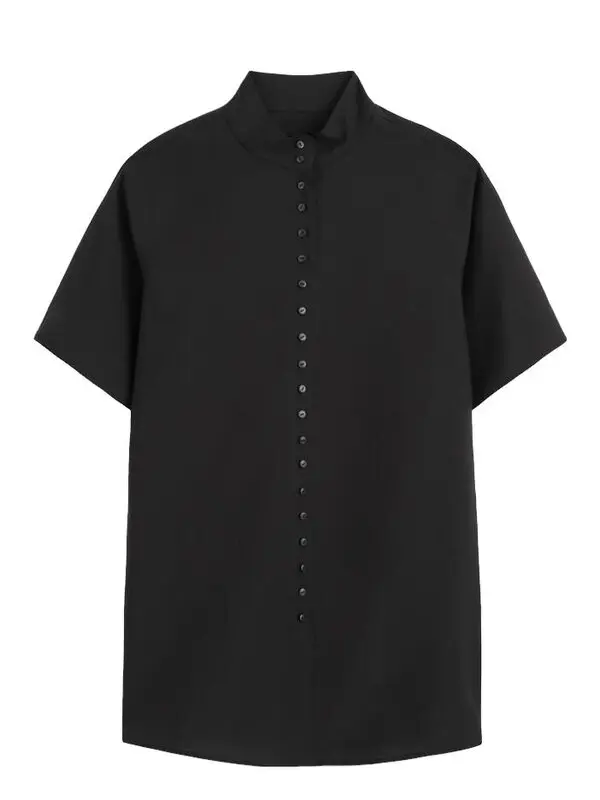 Cos Fluid High-collar Shirt - Black