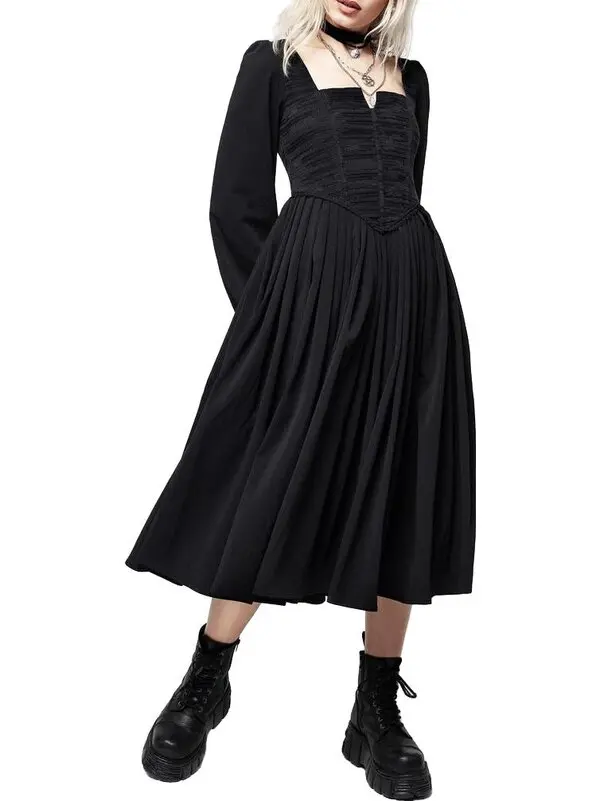 DISTURBIA Mina Corset Midi Dress - Black