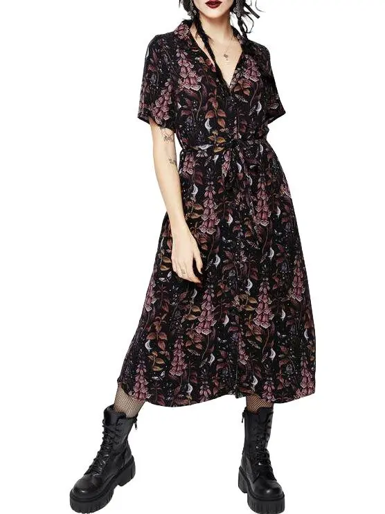 DISTURBIA Foxglove Midi Shirt Dress - Purple