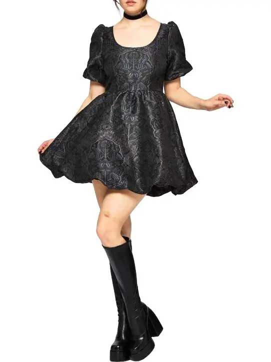 DISTURBIA Nocturna Jacquard Mini Dress - Grey