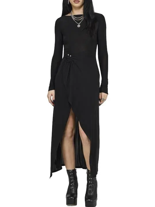 DISTURBIA Bellamira Ring Waist Midi Dress - Black