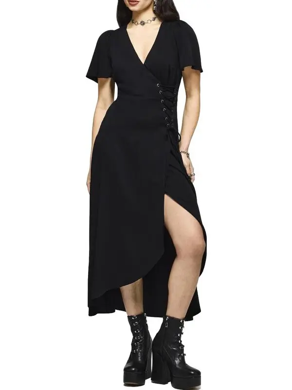 DISTURBIA Sableine Wrap Midaxi Dress - Black