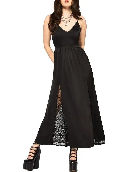 DISTURBIA Cami Lace Godet Maxi Dress - Black