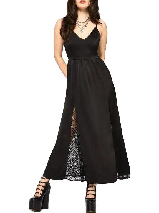 DISTURBIA Cami Lace Godet Maxi Dress - Black