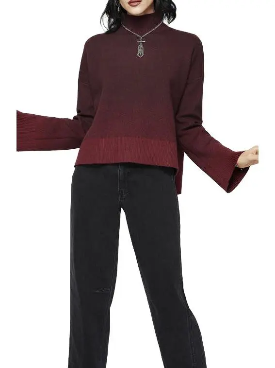 DISTURBIA Nightjar Ombre Knit High Neck Sweater - Red
