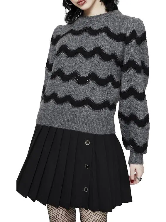 DISTURBIA Nave Stripe Knit Sweater - Grey