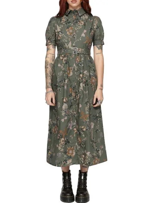 DISTURBIA Poison Eden Midi Shirt Dress - Green