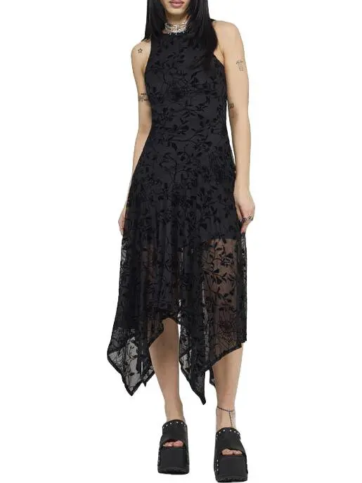 DISTURBIA Deadly Nightshade Mesh Midi Dress - Black