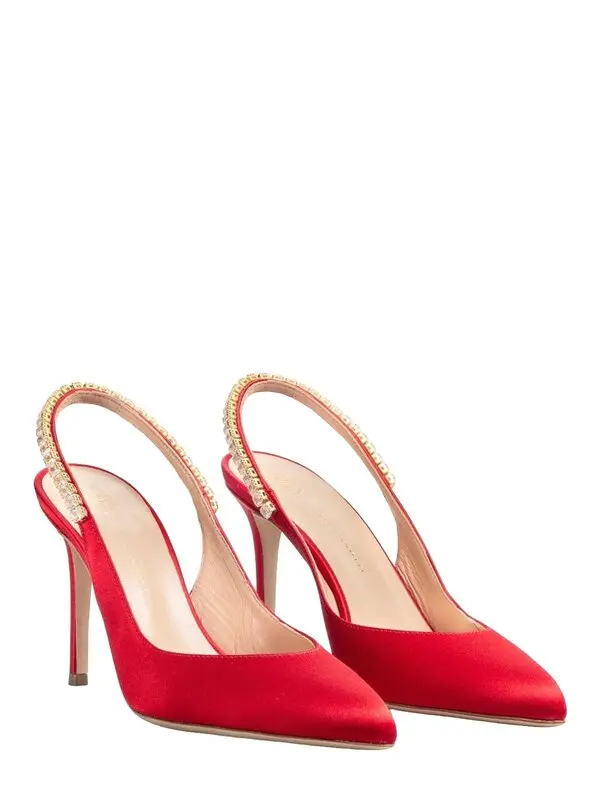 TEMPERLEY LONDON Raven Satin Slingbacks - Red