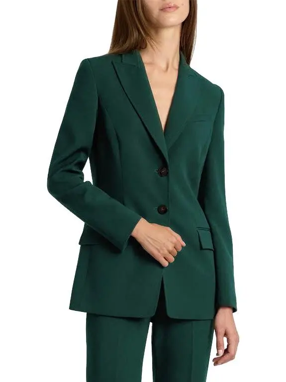 Santorelli Enrica Two-button Jacket In Soft Stretch Twill - Evergreen