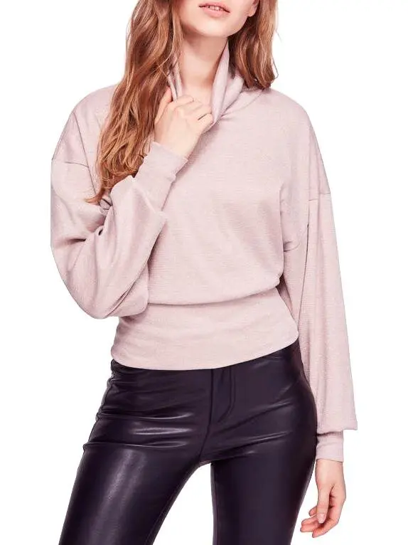Free People Glam Turtleneck With Metallic Threads And Rib-knit Waistband - Ivory