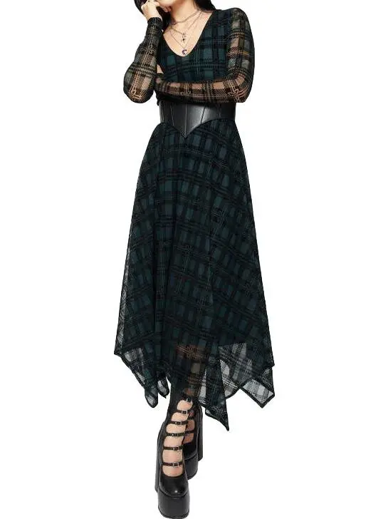 DISTURBIA Hanky Hem Midi Dress - Green