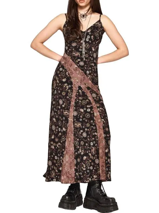 DISTURBIA Sylra Ditsy Folk Print Midaxi Dress - Pink