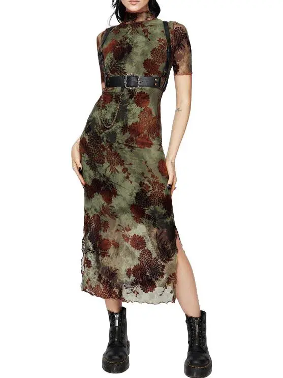 DISTURBIA Rosaleigh Short Sleeved Midaxi Dress - Orange