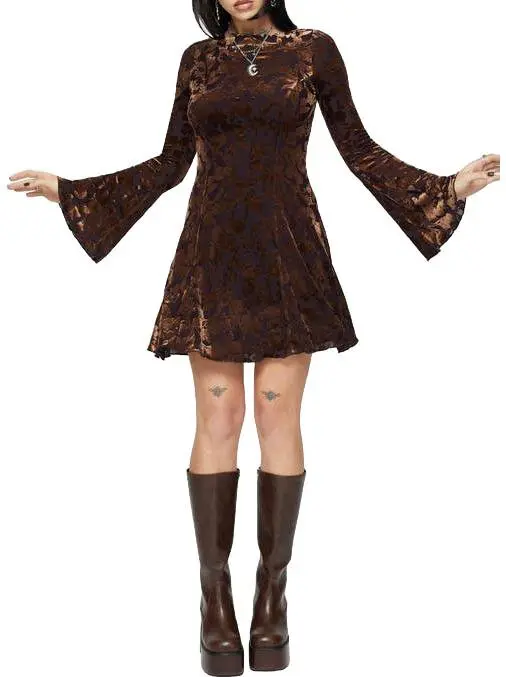 DISTURBIA Sienna Devore Cowl Mini Dress - Orange
