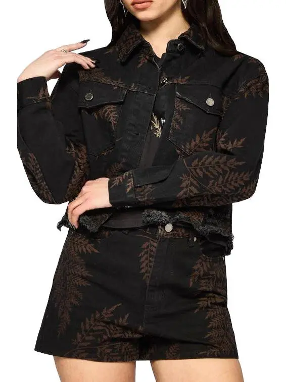DISTURBIA Ruin Fern Distressed Denim Jacket - Black