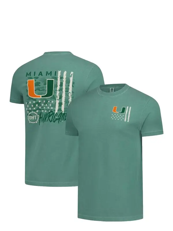 IMAGE ONE Miami Hurricanes Comfort Colors Oht Camo Overlay T-shirt - Green