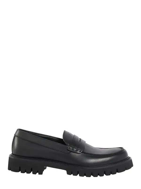 GIUSEPPE ZANOTTI Clayton Leather Moccasin With Lug Sole - Black