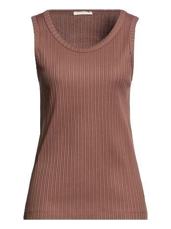 CIRCOLO 1901 Ribbed Cotton-elastane Tank Top - Brown