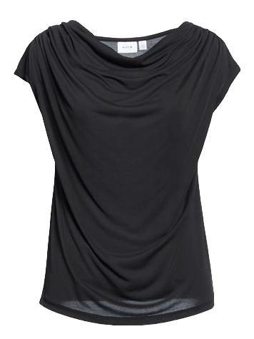 VILA Jersey Draped Neckline Top - Black