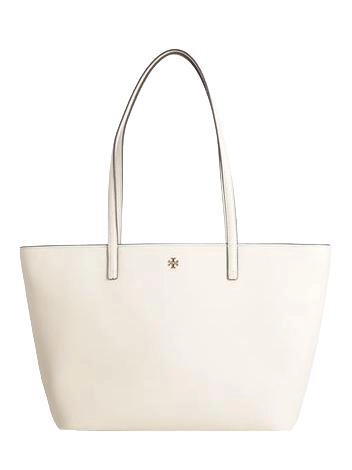 Tory Burch Textured Leather Tote Bag With Top Handles And Detachable Shoulder Strap - White
