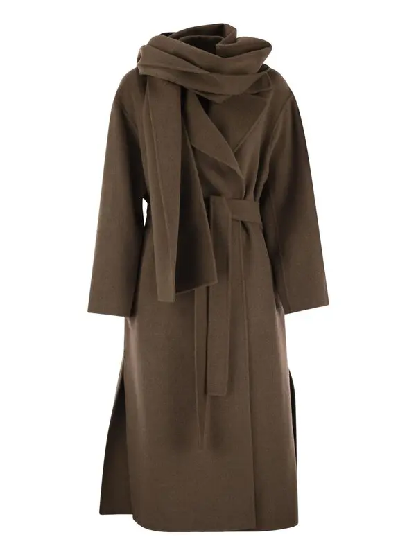 Max Mara Cuore Belted Long-sleeved Coat - Brown
