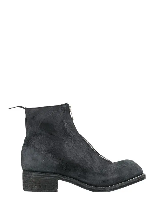 Guidi Front Zip Ankle Boots - Black